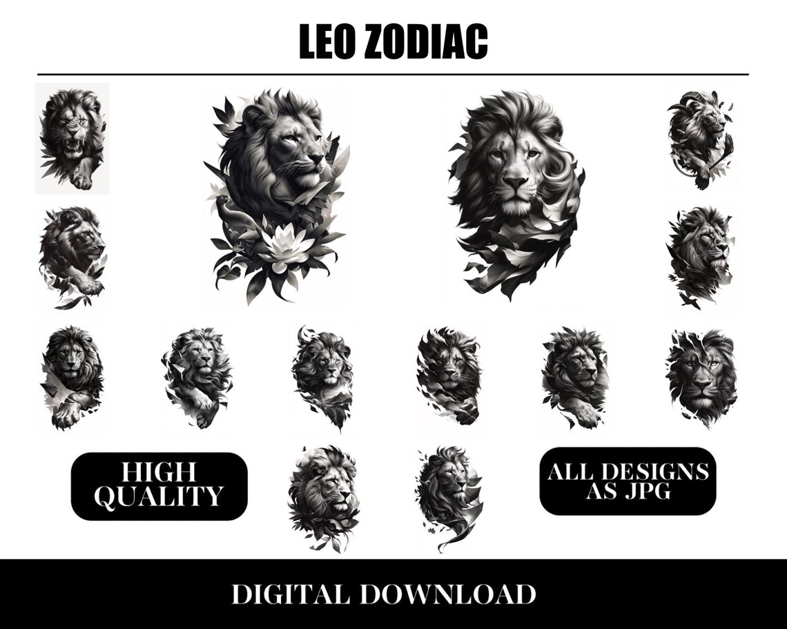 Leo Zodiac Digital Art Set | 50 High-quality JPG Images | Intricate ...