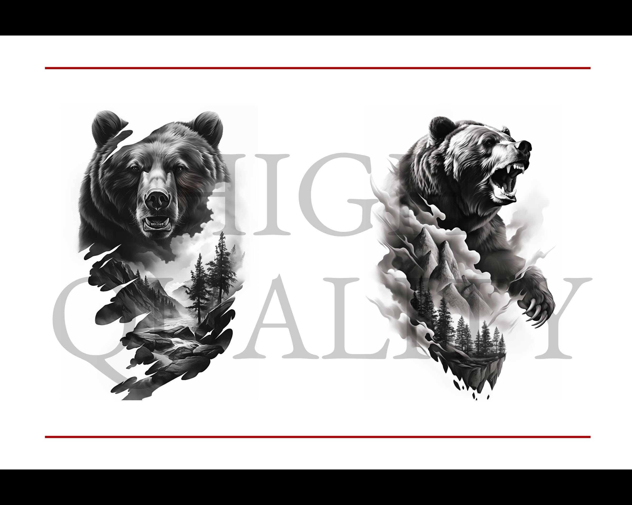 Bear Tattoo Designs | 50 High-quality JPG Images | Half-sleeve Bear ...