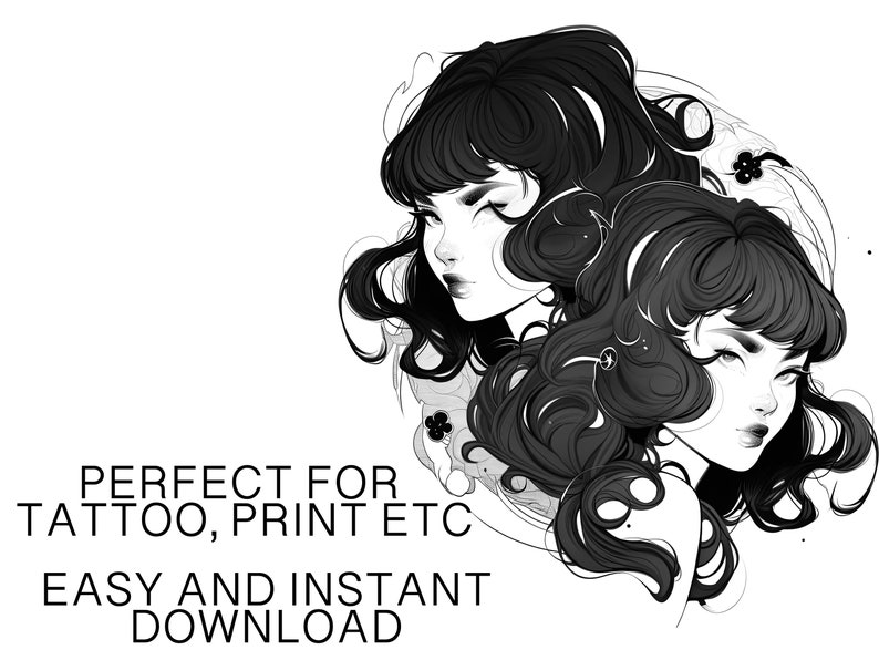 50 Gemini Women Designs INSTANT DOWNLOAD Zodiac Signs Stamps Procreate ...