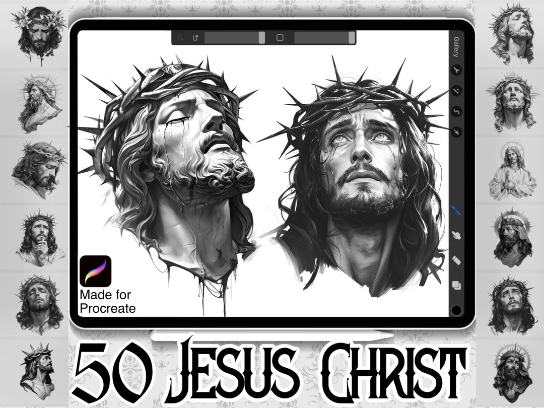Buy 50 Jesus Christ Designs INSTANT DOWNLOAD Religious Stamps Procreate ...