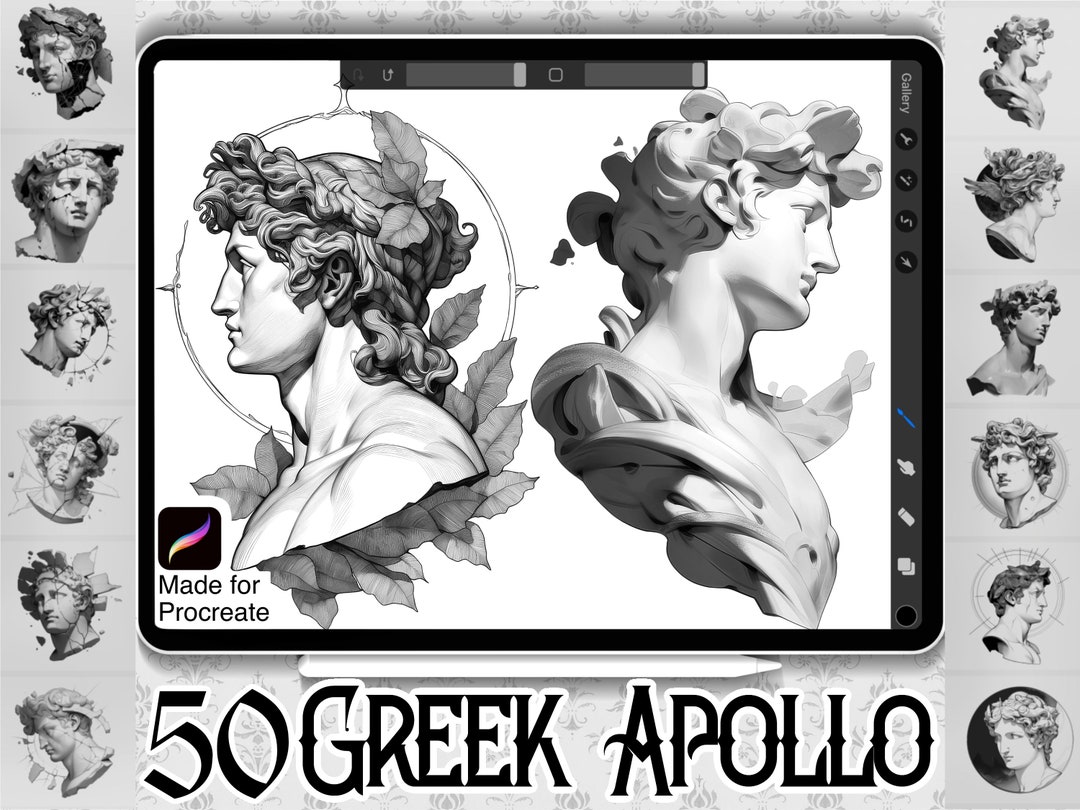 50 Greek Apollo Designs INSTANT DOWNLOAD Greek Mythology Stamps Tattoo ...