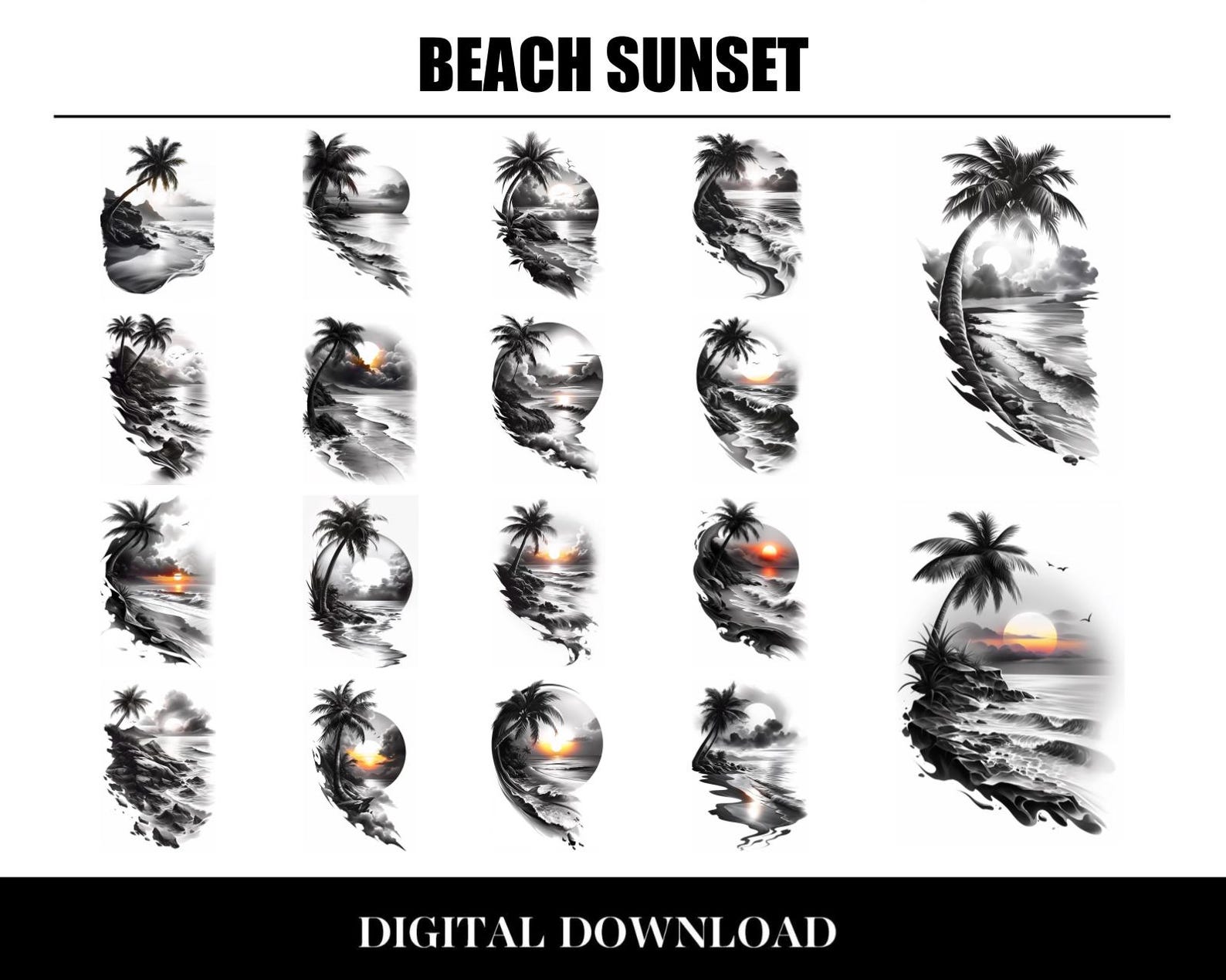 Beach Sunset JPG Design Set | 50 High-quality Digital Images | Stunning ...