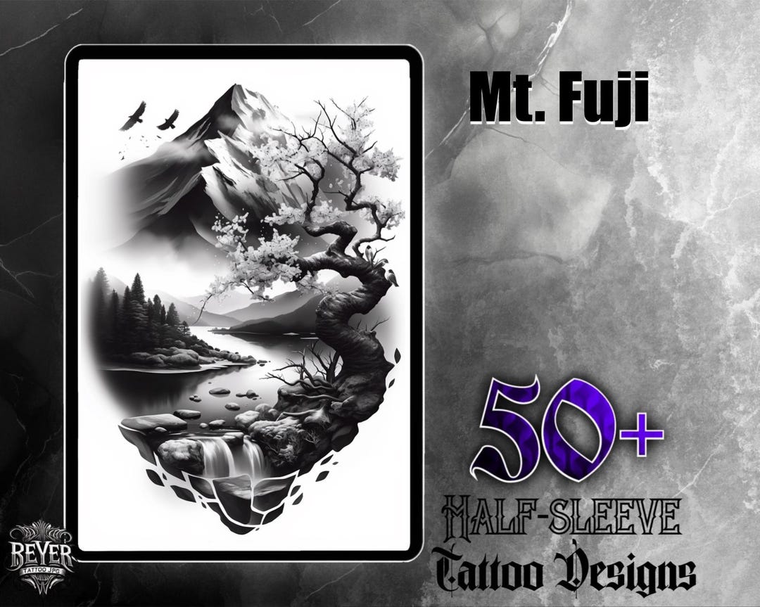 Mt. Fuji Tattoo Set | 50 High-quality JPG Images | Japanese Landscape ...
