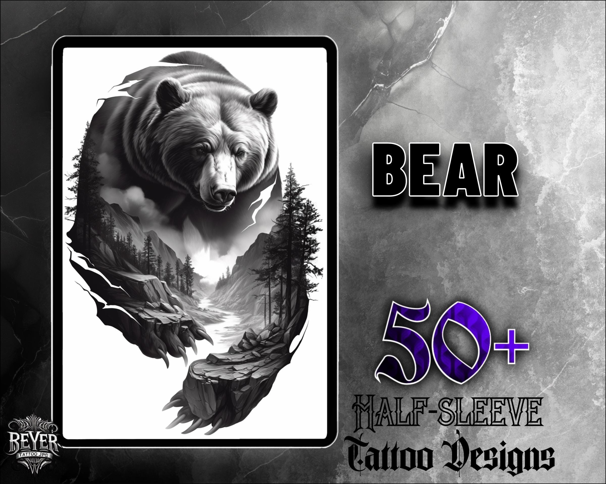 Bear Tattoo Designs | 50 High-quality JPG Images | Half-sleeve Bear ...