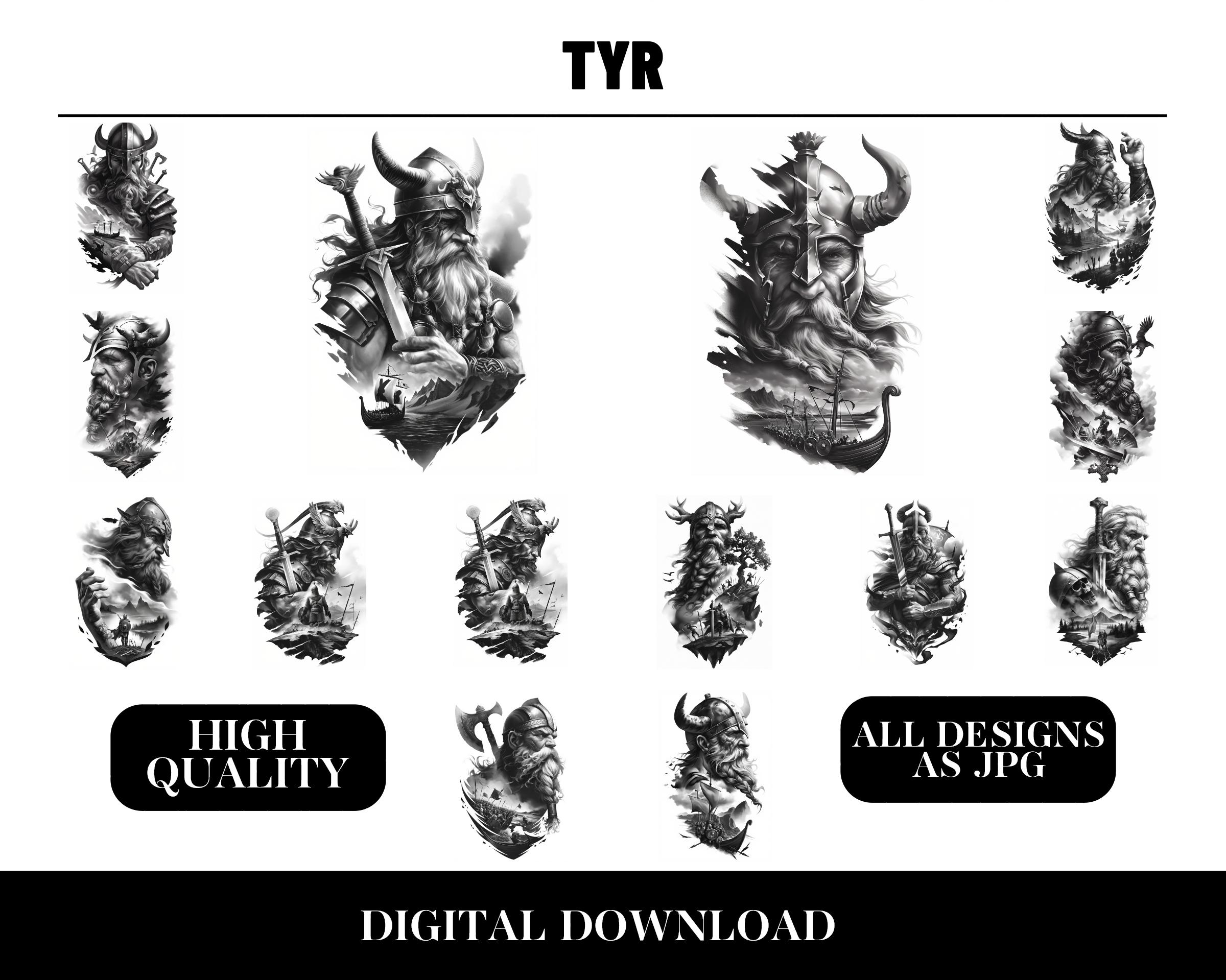 Tyr Norse God Tattoo Designs | Viking Art (50+ Digital Images) - Etsy