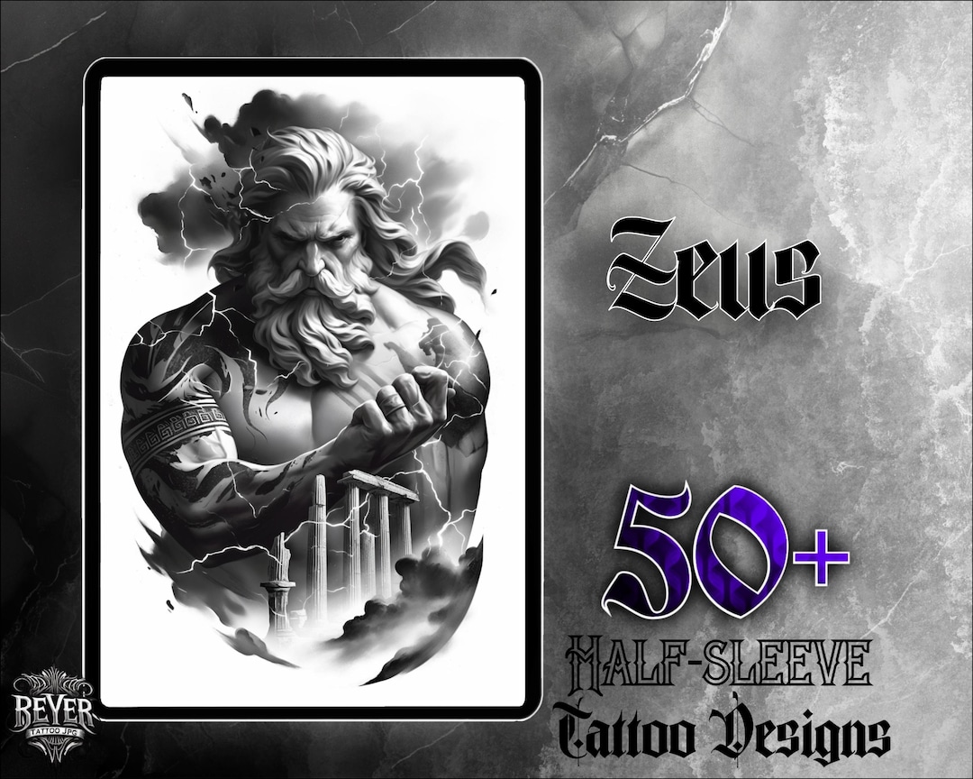 Zeus Tattoo Set | 50 High-quality JPG Images | Greek God Tattoo Designs ...