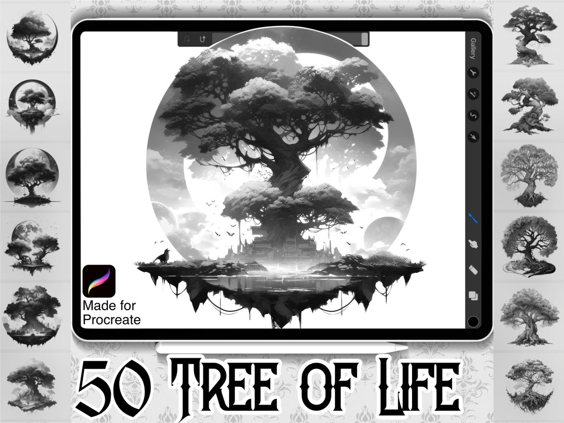 50 Tree of Life Designs INSTANT DOWNLOAD Nordic Mythology Stamps ...