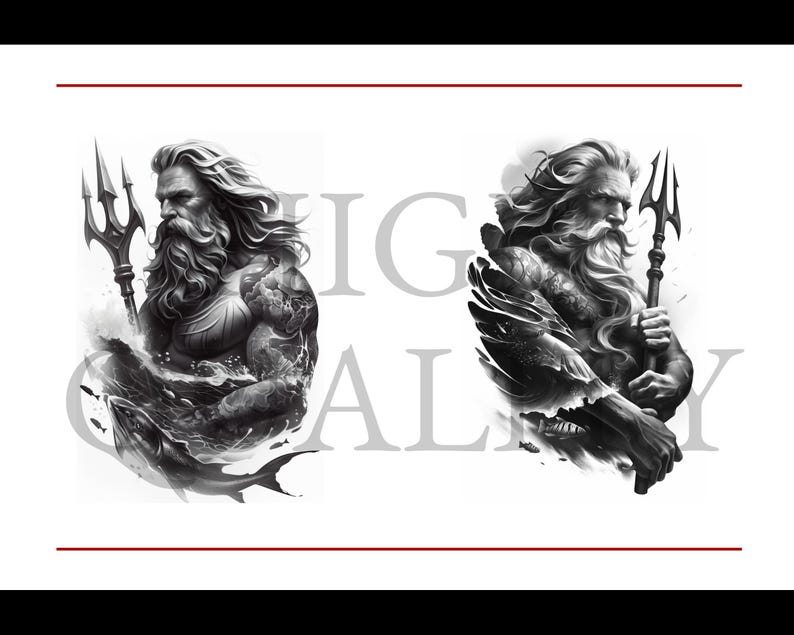Poseidon JPG Design Set | 50 High-quality Digital Images | Mythical ...