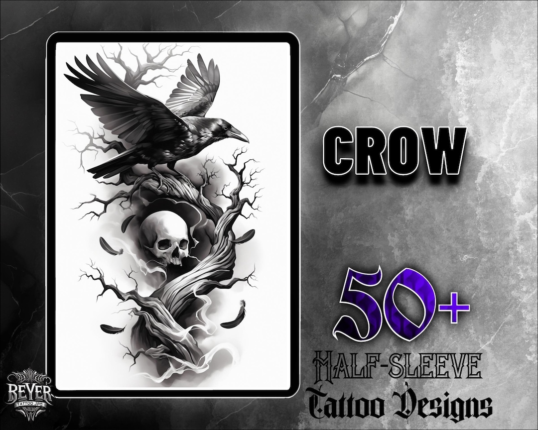 Crow Half-sleeve Tattoo Set | 50+ High-quality Digital Images | Raven ...