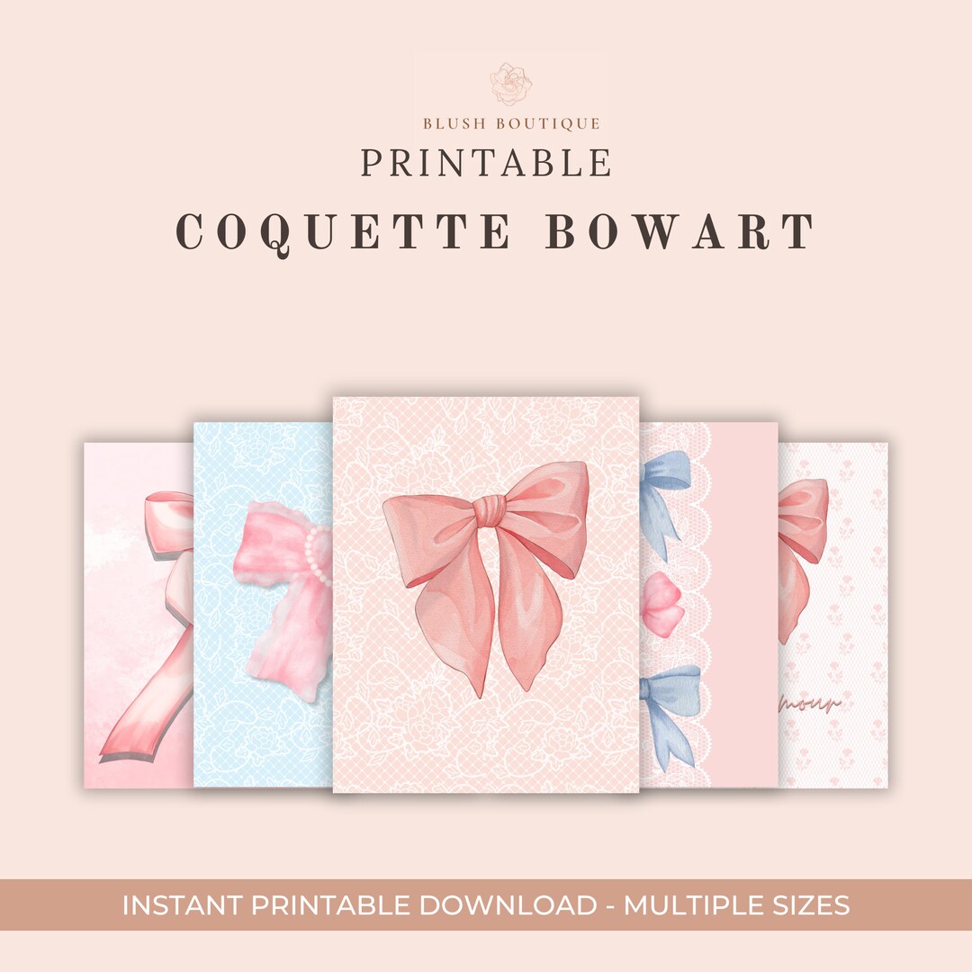 COQUETTE BOW Wall Art Bundle PRINTABLE Digital Download - Etsy