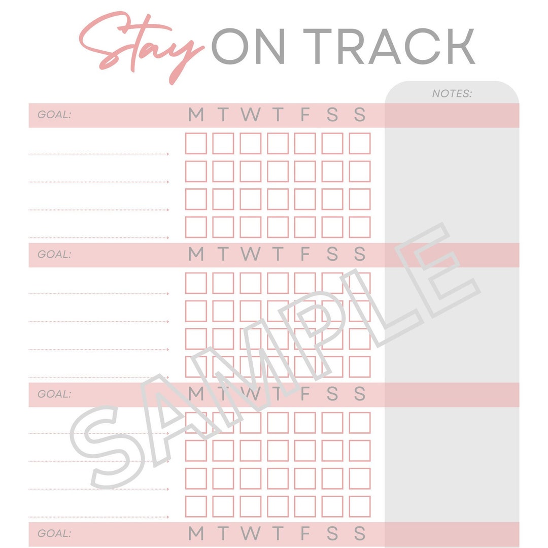 Blush Pink / Gray - Stay on Track! Weekly Task/habit Tracker Printable ...