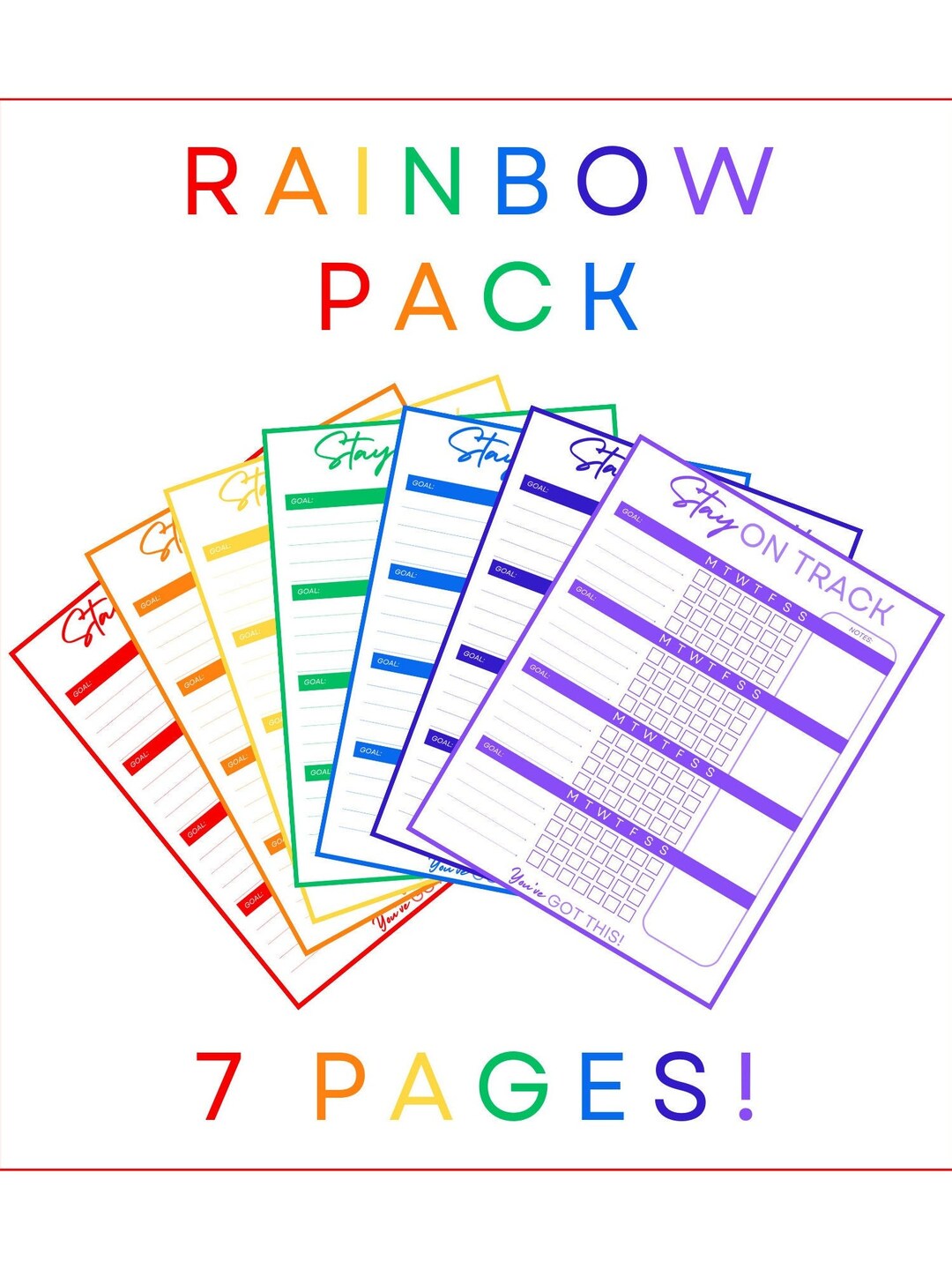 Rainbow - Stay on Track! Weekly Task/habit Tracker Printable - 7 ...