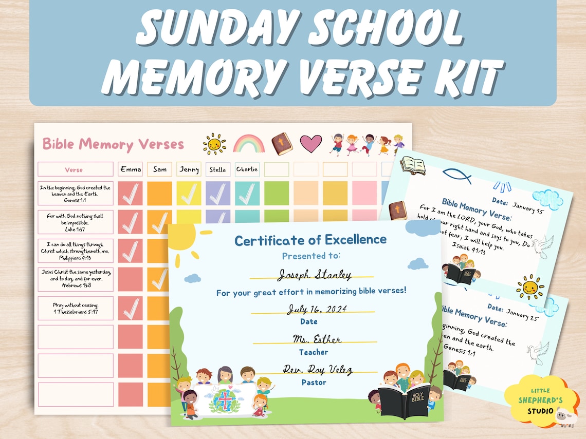 Sunday School Memory Verse Kit | Memory Verse Cards | Memory Verses for ...