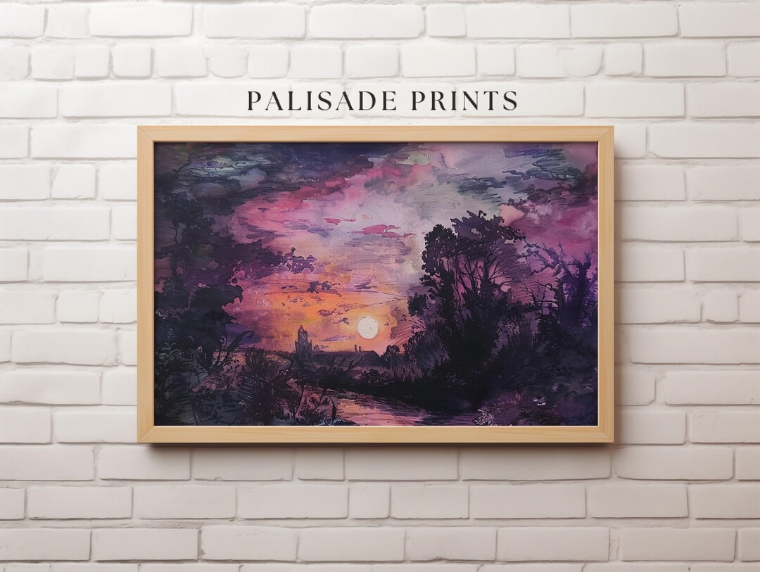 Printable Ultraviolet Vintage Landscape Landscape Painting Landscape ...
