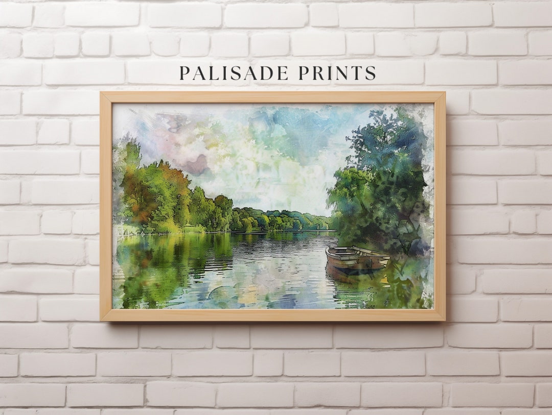 Printable River Vintage Landscape Landscape Painting Landscape Print ...