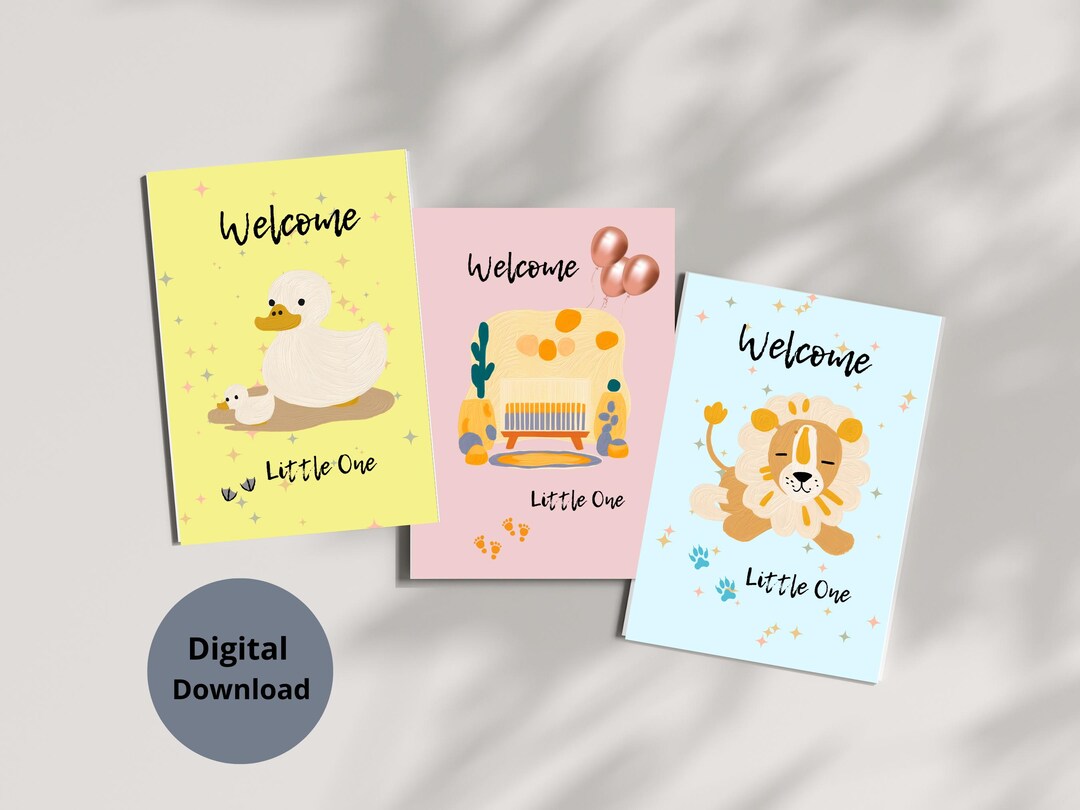 Set of 3 Printable New Baby Cards, Instant Download PDF, Printable ...