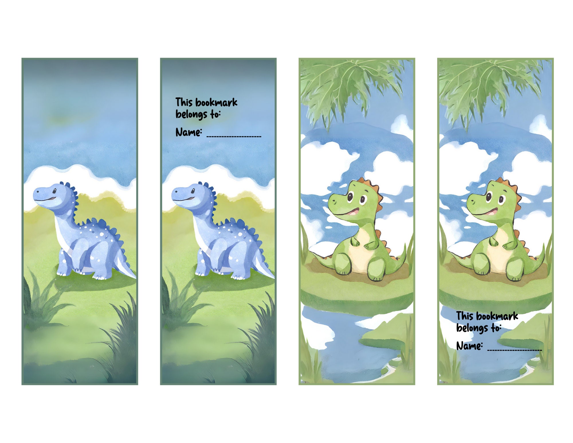 30 Children Printable Bookmarks Gifts for Children Dinosaurs Bookmark ...