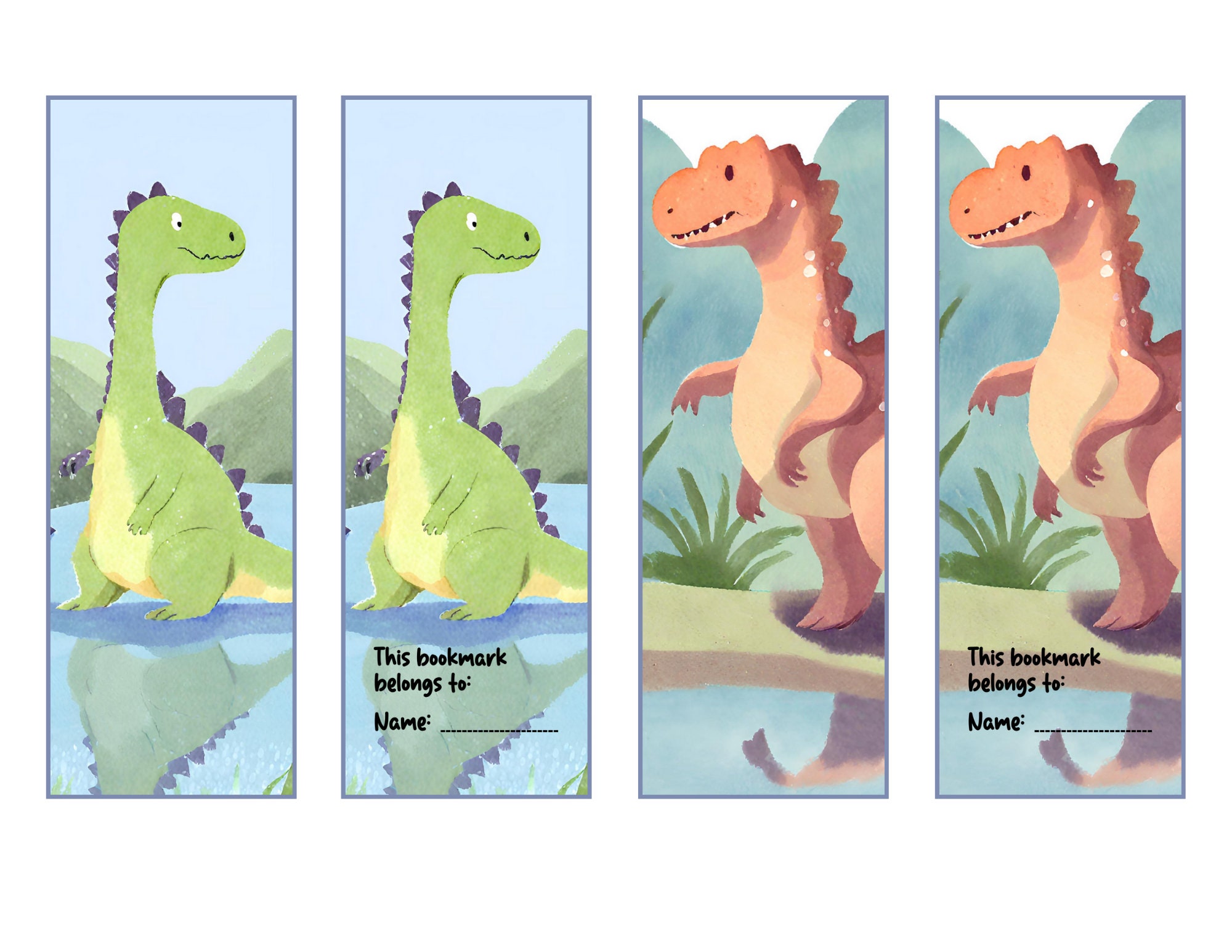 30 Children Printable Bookmarks Gifts for Children Dinosaurs Bookmark ...