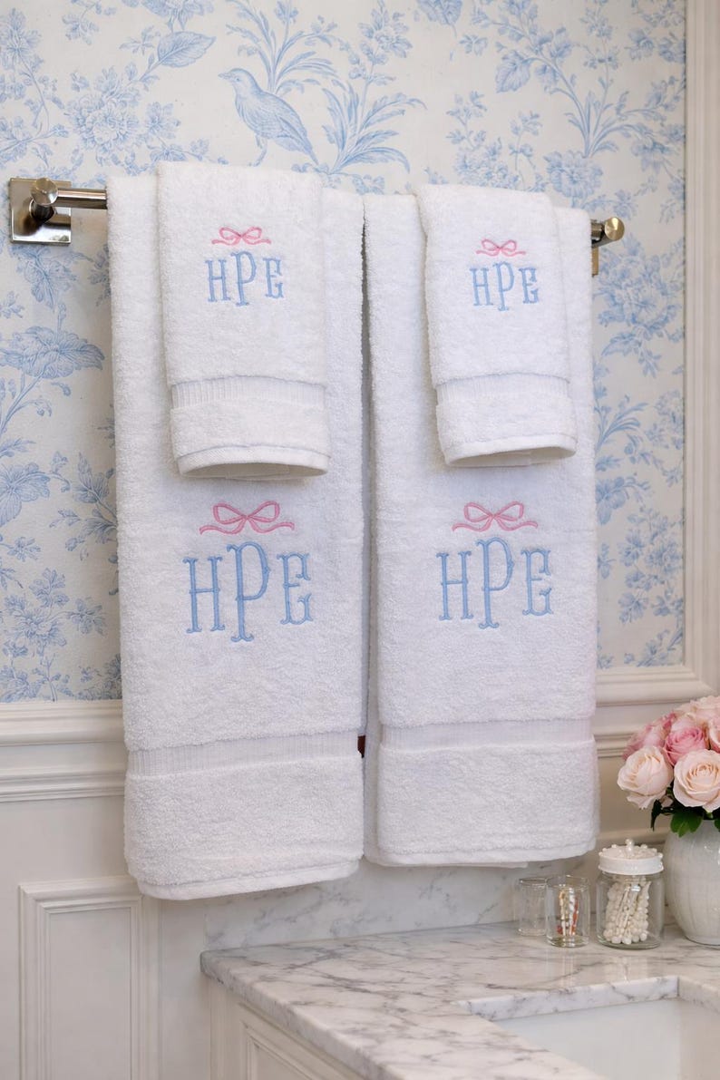 Custom Embroidered Bath Towels | Personalized Monogram | Wedding Gift ...