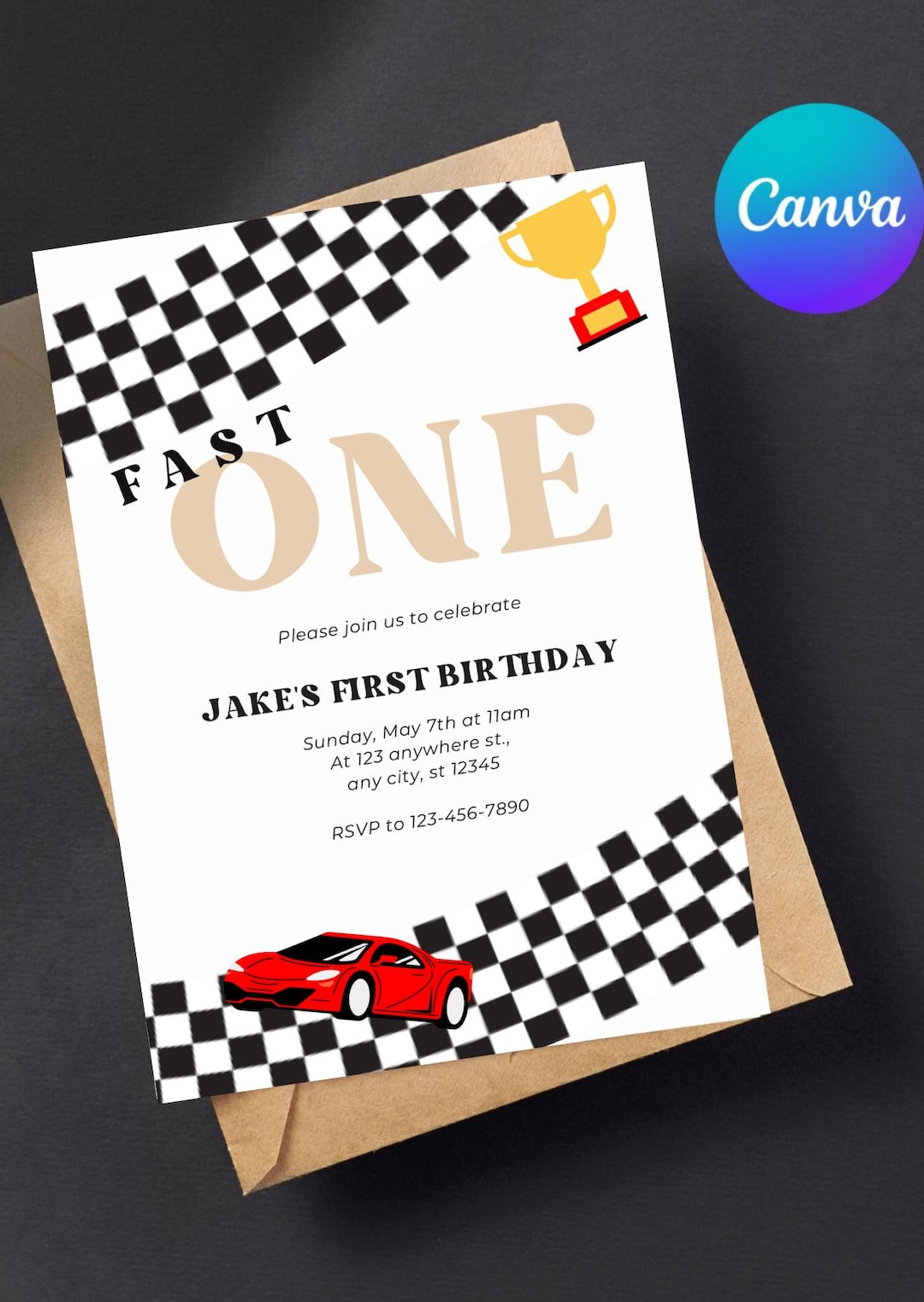 Fast One Birthday Invitation Template Instand Download Printable Fast ...