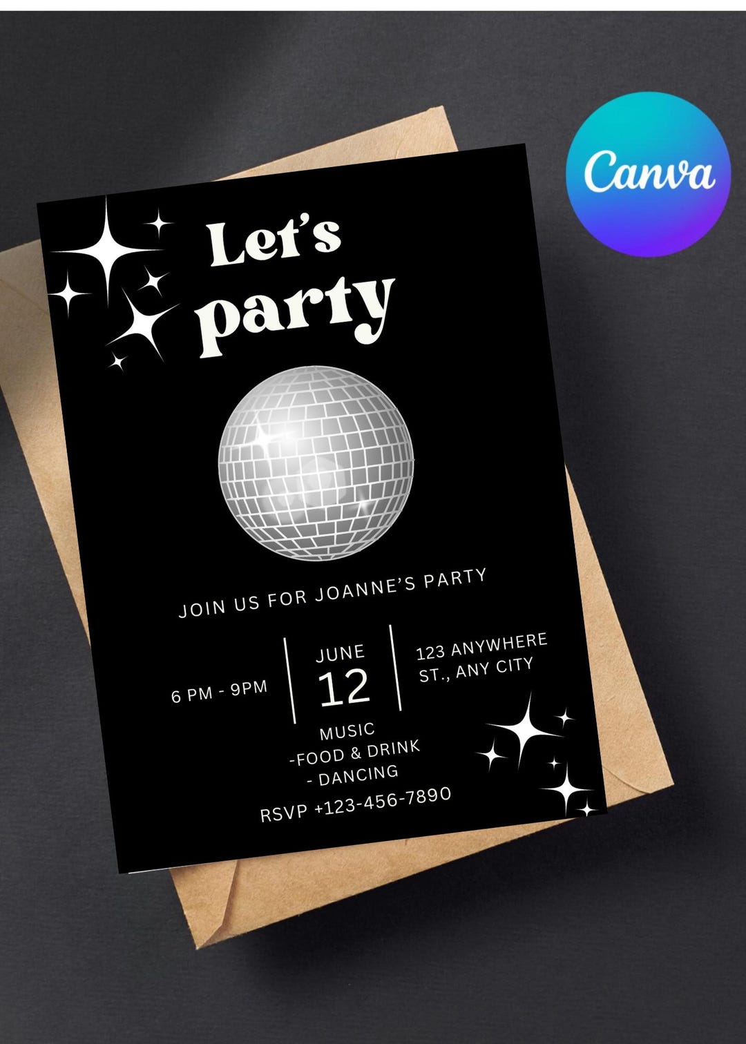 Lets Party Birthday Invitation Template Instand Download Printable Fast ...