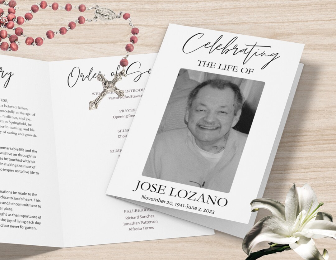 Funeral Program Template, Simple Funeral Memorial Program Printable ...