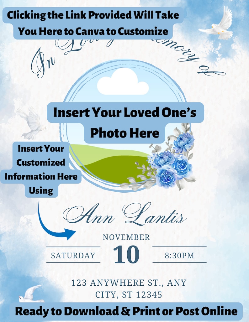 Editable Memorial Background Template, in Loving Memory File, Rest in ...