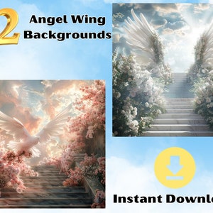 Angel Wings 12 Image Bundle, Memorial Backgrounds for Loved Ones ...