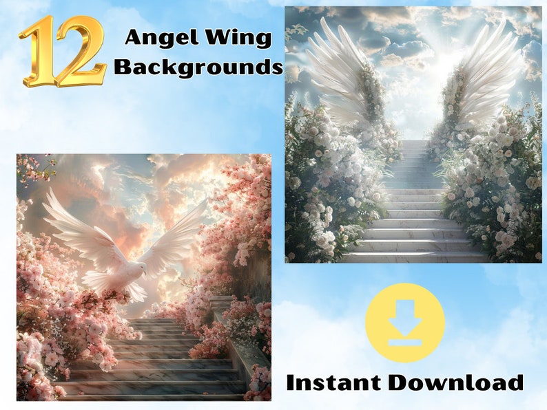 Angel Wings 12 Image Bundle, Memorial Backgrounds for Loved Ones ...