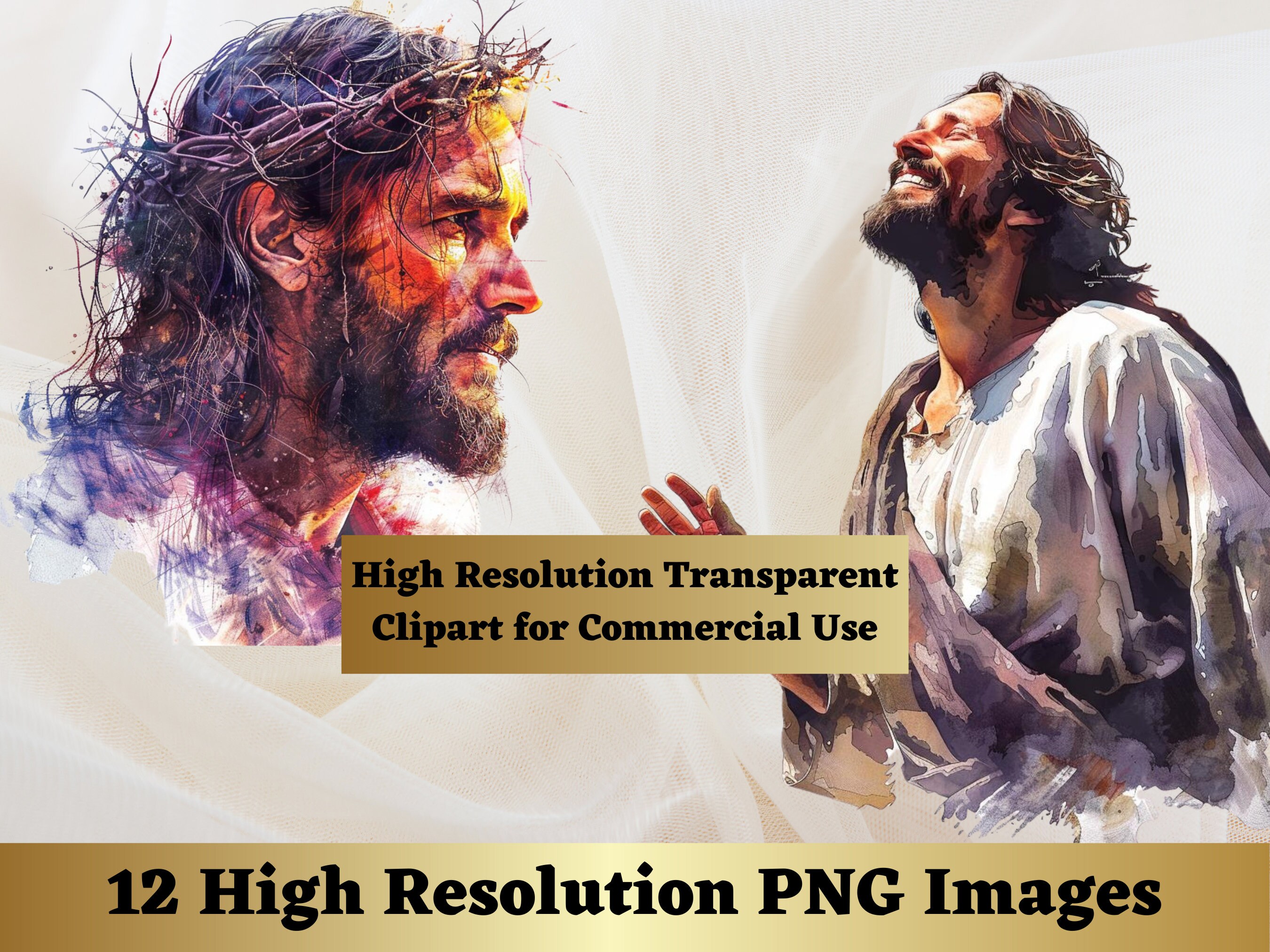 Jesus Watercolor Clipart Bundle, Religious and Bible PNG Images for ...