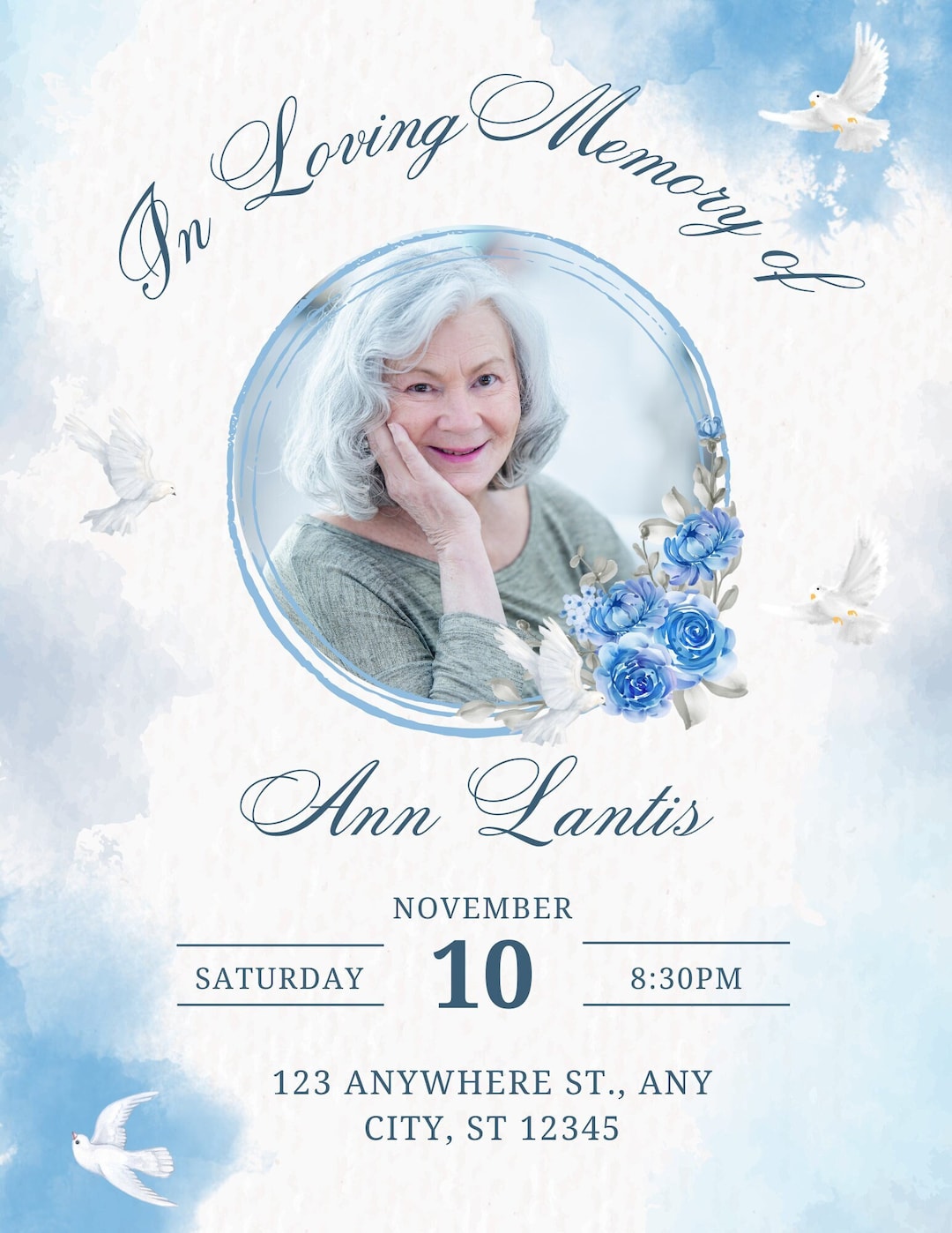 Editable Memorial Background Template, in Loving Memory File, Rest in ...