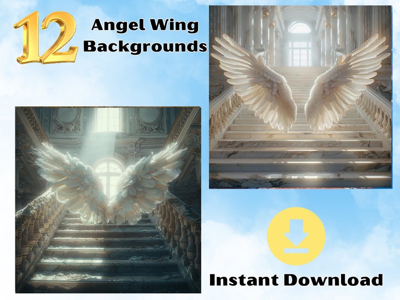 Angel Wings 12 Image Bundle, Memorial Backgrounds for Loved Ones ...