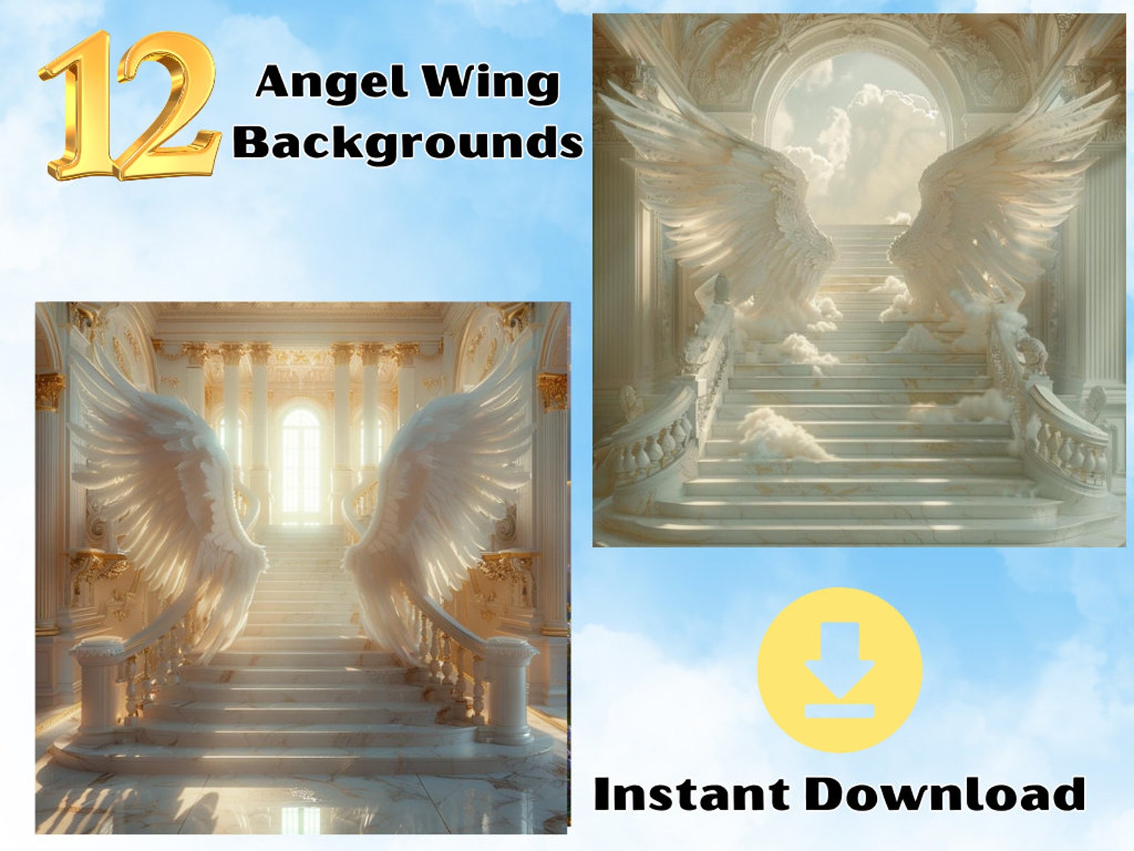 Angel Wings 12 Image Bundle, Memorial Backgrounds for Loved Ones ...