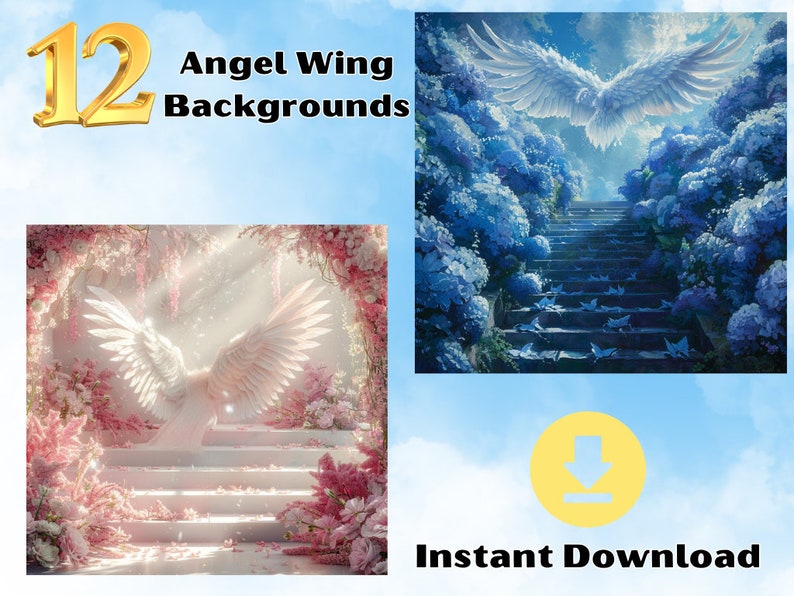 Angel Wings 12 Image Bundle, Memorial Backgrounds for Loved Ones ...
