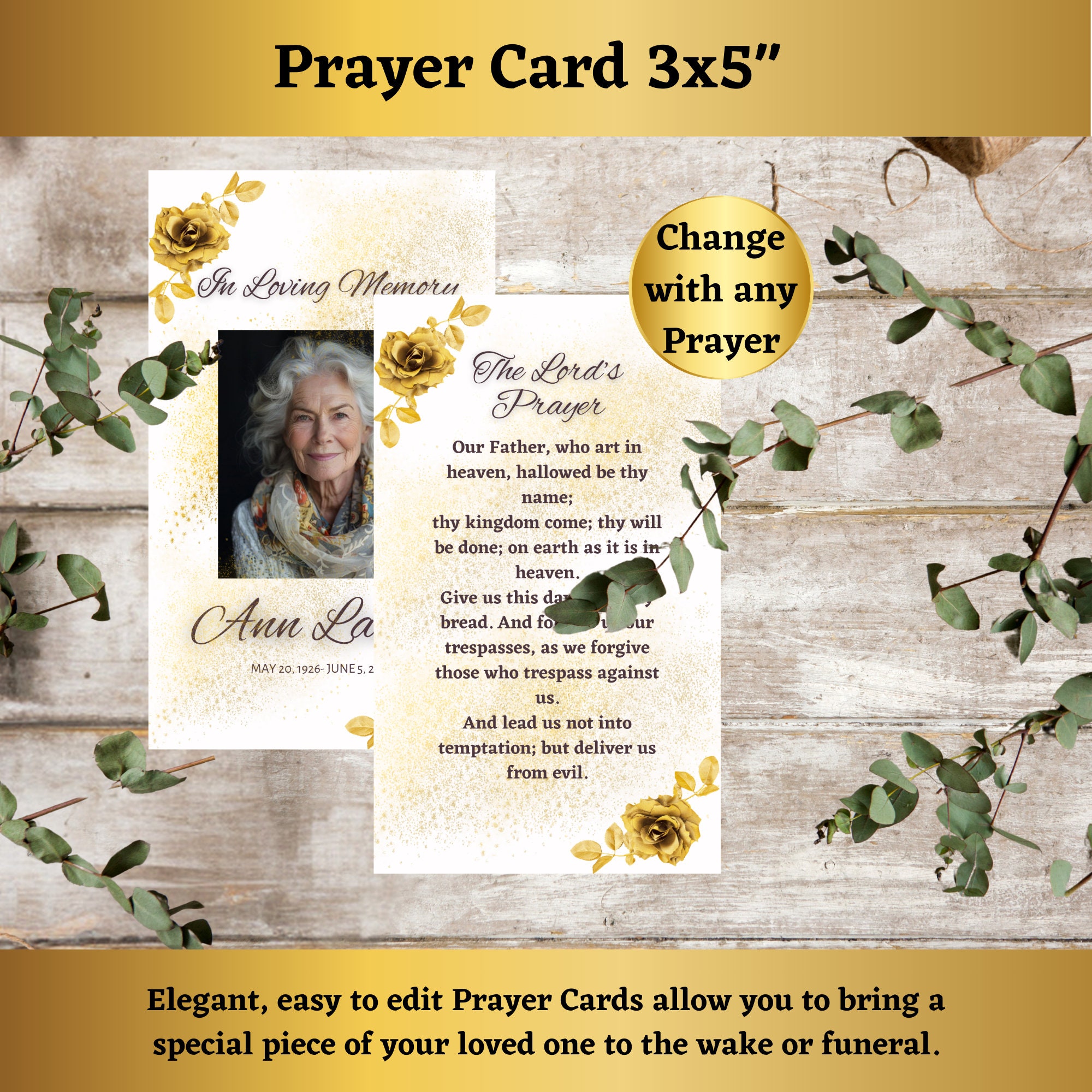 Funeral Prayer Card, Custom Prayer Card, Funeral Card, Celebration of ...