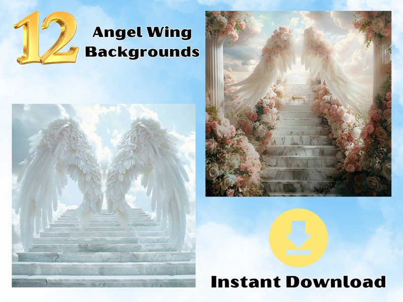 Angel Wings 12 Image Bundle, Memorial Backgrounds for Loved Ones ...