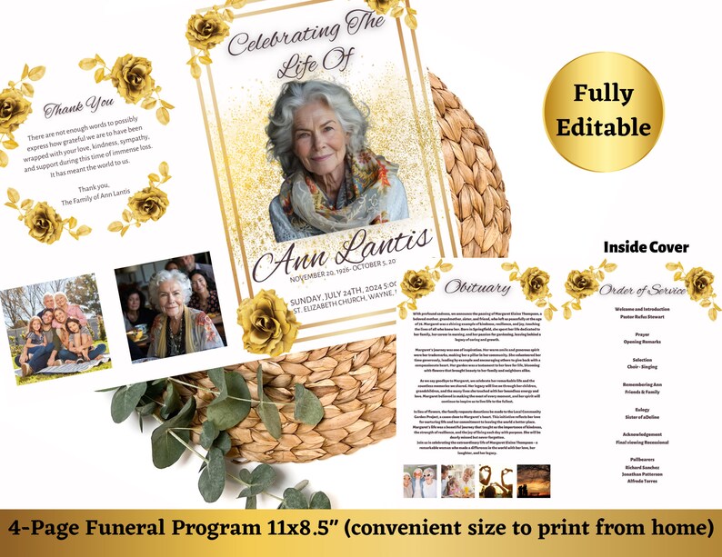 Funeral Program, Funeral Program Template. Obituary, Obituary Template ...