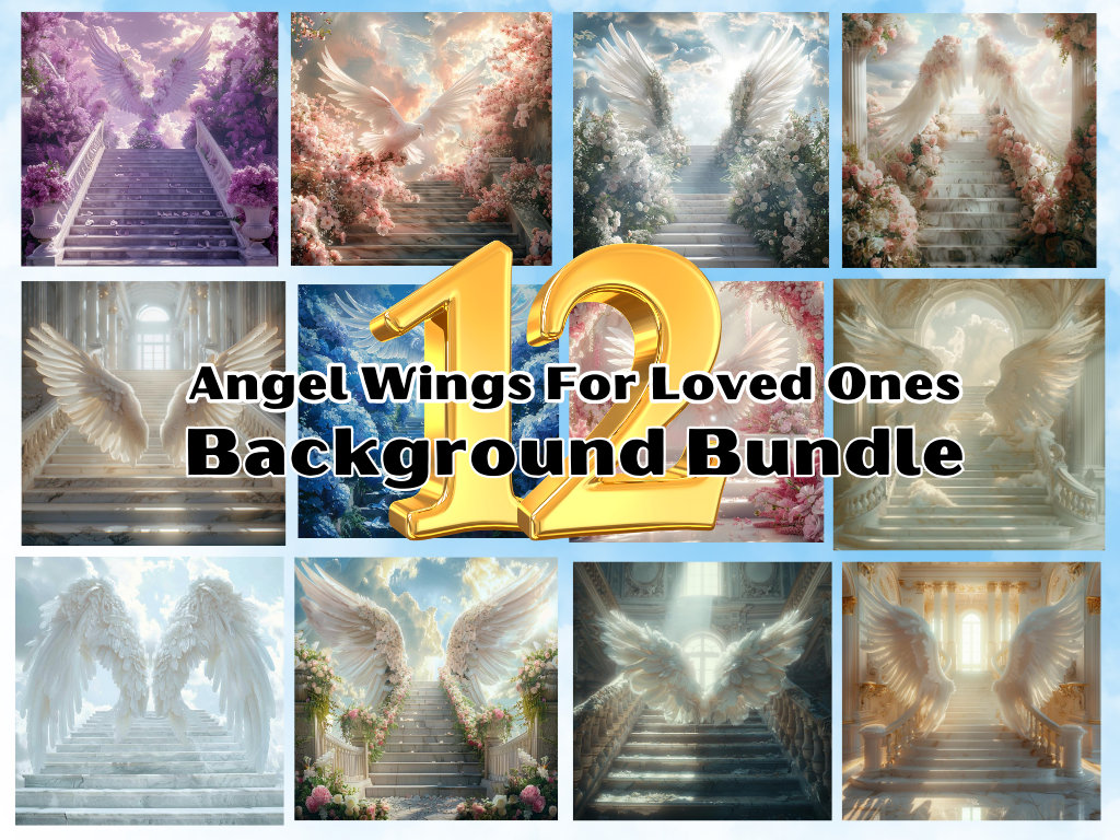 Angel Wings 12 Image Bundle, Memorial Backgrounds for Loved Ones ...