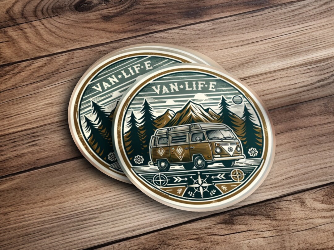 Vintage Camper Van Sticker, Adventure Outdoor Life Decal, Nature ...