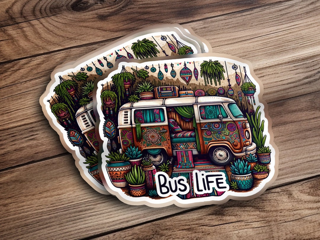 Vintage Vans Colourful Camper Decor, Bus Life Stickers, Retro Van ...