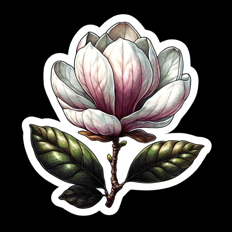 Magnolia Flower Vinyl Sticker, Cute Stickers, Kawaii Stickers, Flower ...