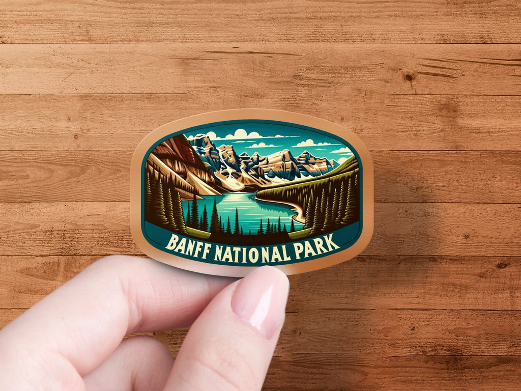 Vintage Banff National Park Sticker, Retro Travel Laptop Decal ...