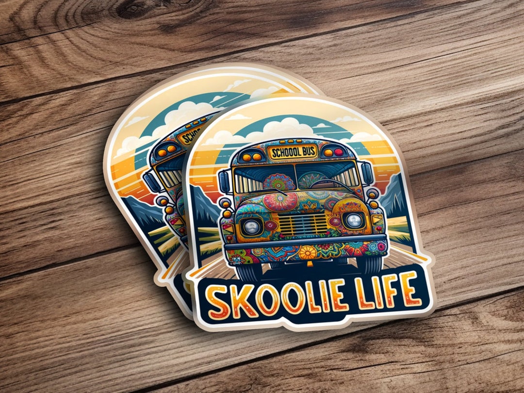 Skoolie Life Sticker: Vintage School Bus, Boho Water-resistant Decal - Etsy