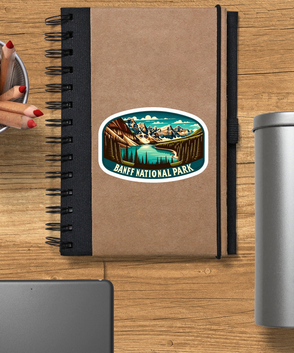 Vintage Banff National Park Sticker, Retro Travel Laptop Decal ...