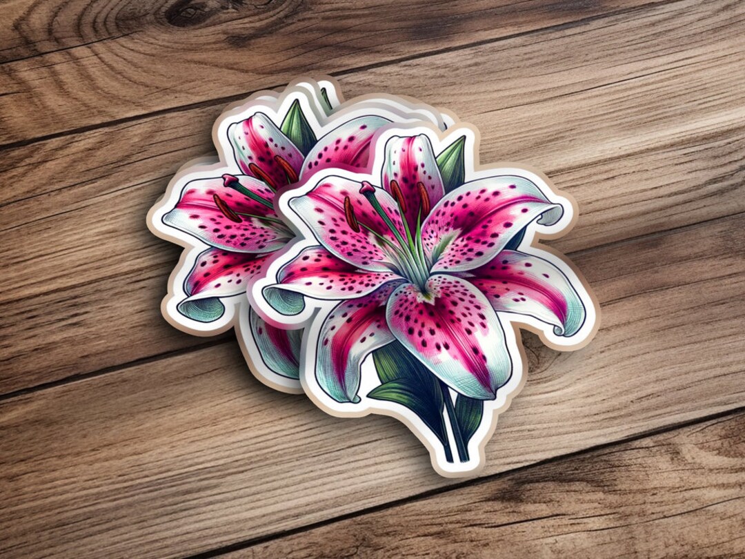 Stargazer Lily Vinyl Sticker, Waterproof Floral Decal - Etsy