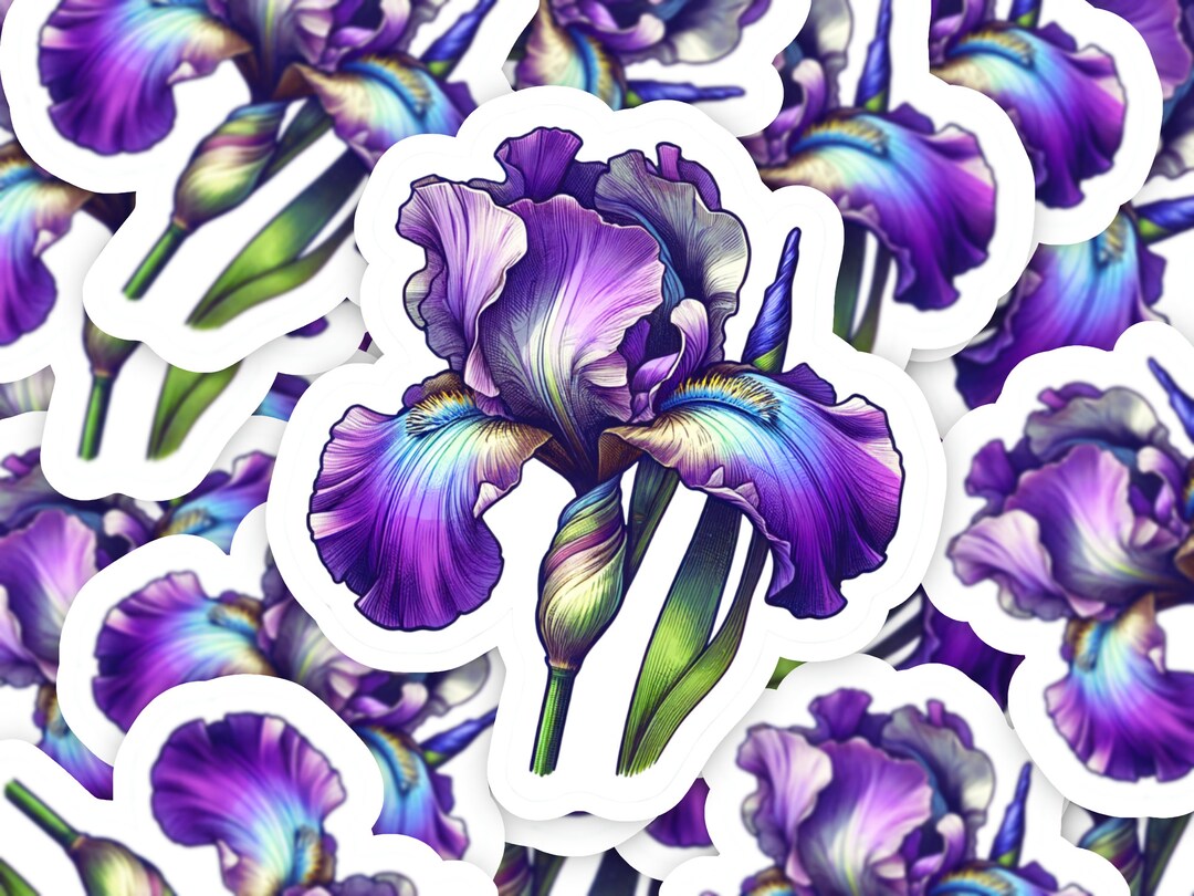 Iris Vinyl Sticker, Cute Stickers, Kawaii Stickers, Flower Sticker for ...