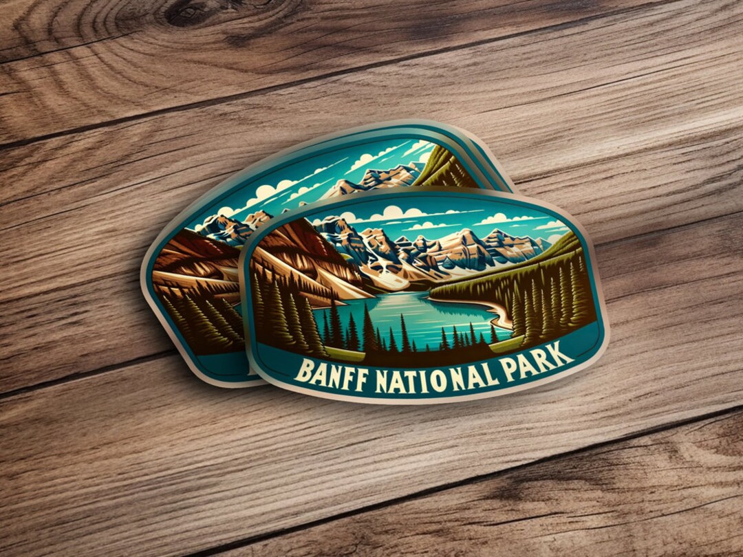 Vintage Banff National Park Sticker, Retro Travel Laptop Decal ...