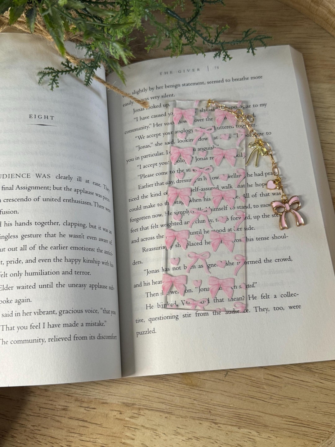 Pink Bow and Heart Bookmark With Charms, Pink Bookmark, Cute Bookmark ...