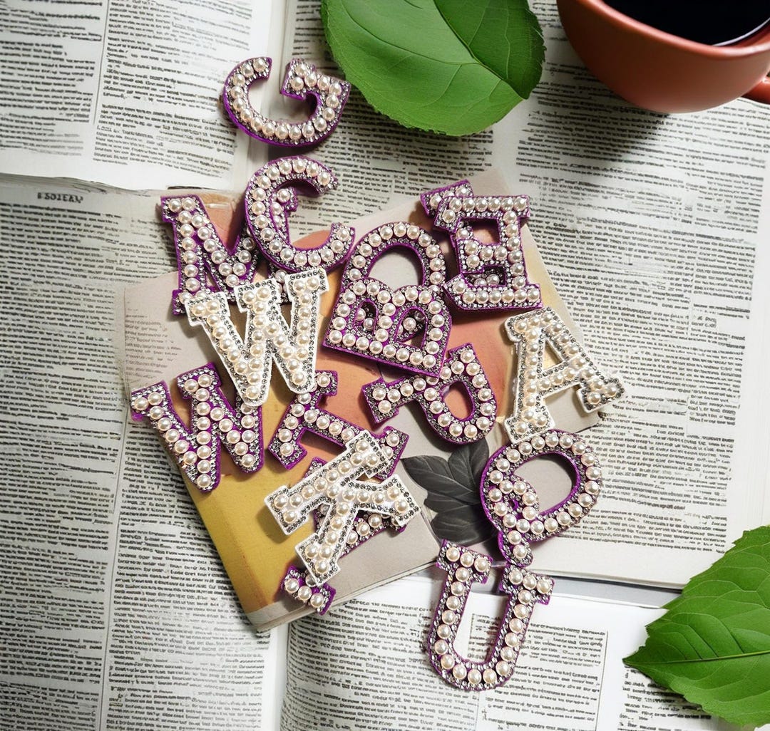 Personalized White Pearl Letter Hot Stamping Patch,pearl Alphabet Iron ...