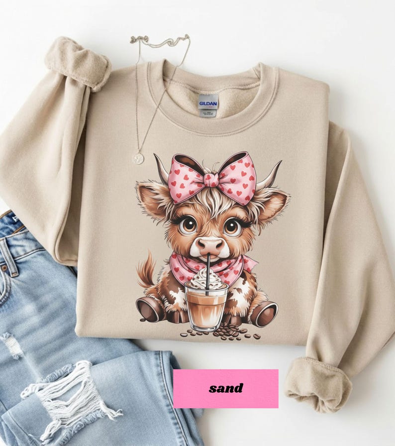 Highland Cow Iced Latte Sweatshirt | Highlander Shirt | Galentines Day ...